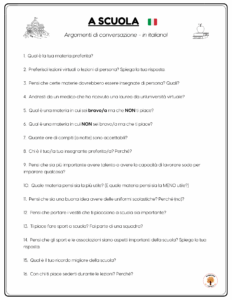 Italian Conversation Questions - School - The Happy Maple Language Co