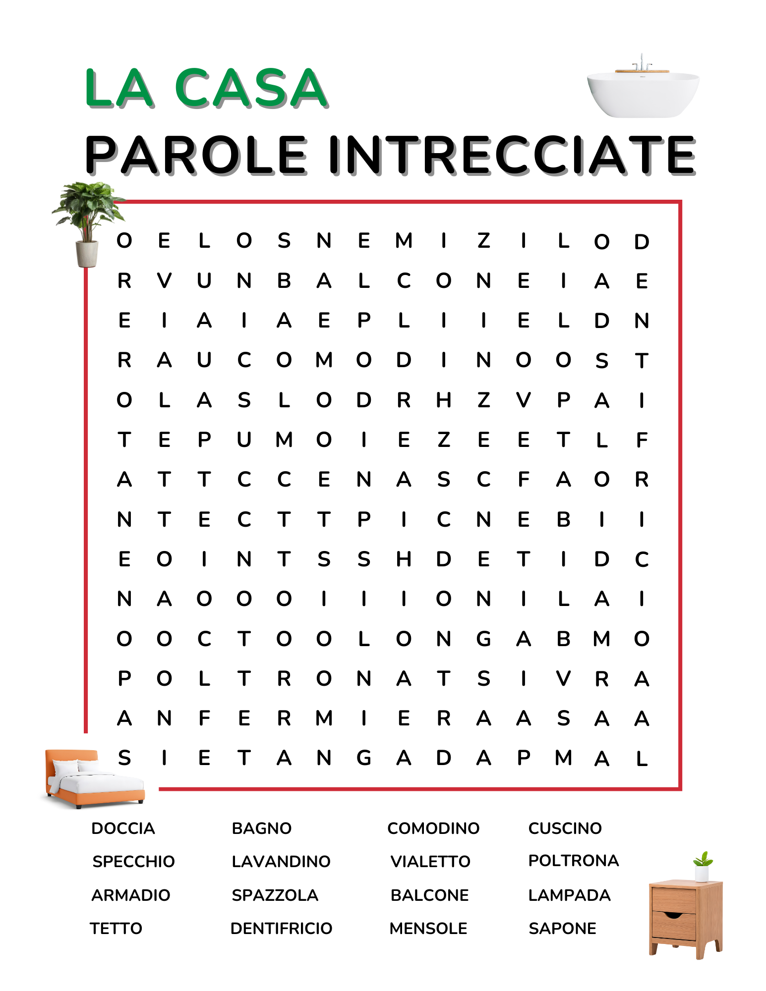 Italian House Vocabulary - La casa - The Happy Maple Language Co