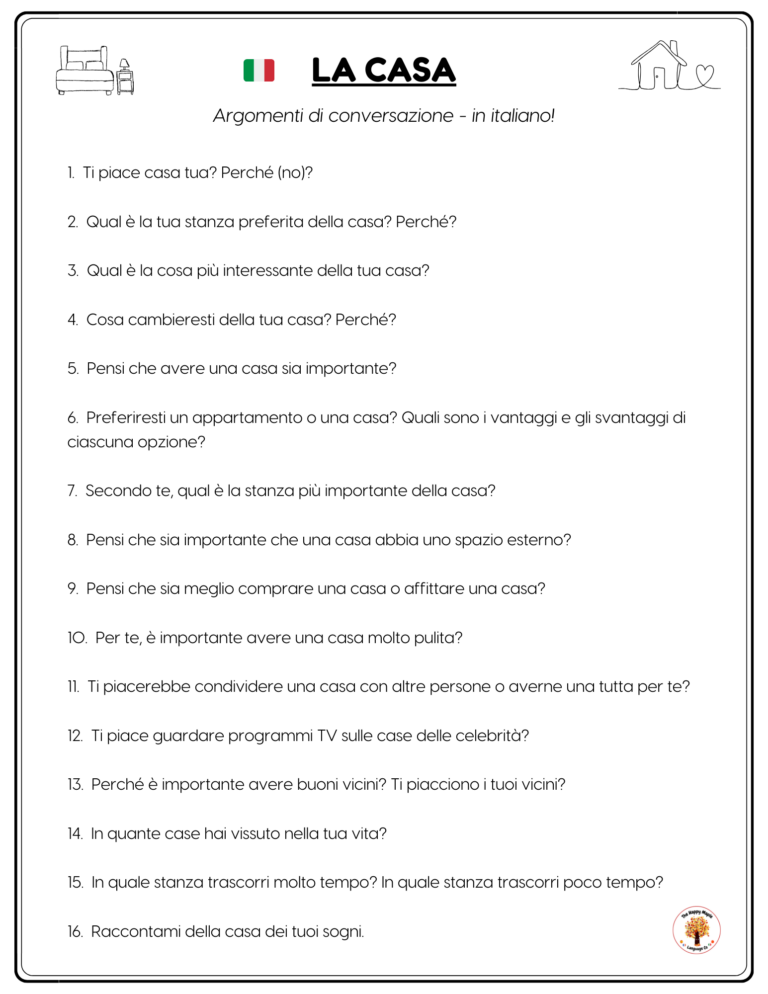 Italian House Vocabulary - La casa - The Happy Maple Language Co
